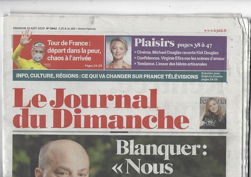 JOURNAL DU DIMANCHE-30 AOU..2020-Michael parle de Kirk DOUGLAS/V.EFIRA ...