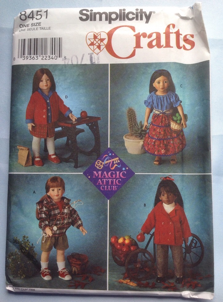 Simplicity Pattern 8451 Craft Sewing Magic Attic Doll Clothes Skirt NEW ...