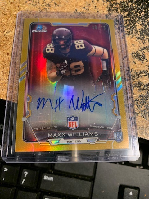 2015 BOWMAN CHROME GOLD MAXX WILLIAMS REFRACTOR ROOKIE AUTOGRAPH 8/75 ...