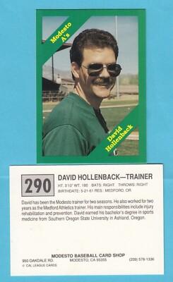1989 Cal Minor League Card - Modesto A's - David Hollenback - Box 200 ...
