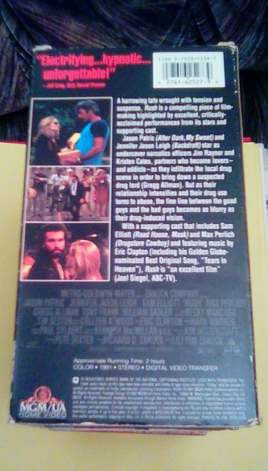 Rush (1991) VHS Jason Patric Jennifer Jason Leigh undercover narcotics ...