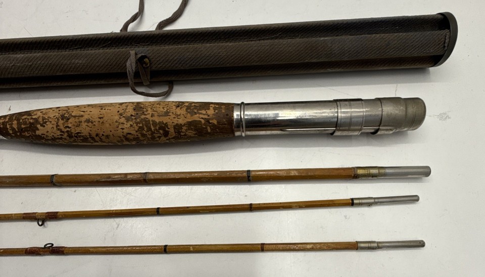 Vintage Bamboo Three 3 Piece 9’Foot Fly Fishing Fly Rod “Extra Pole Tip ...