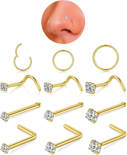 Nose Rings Hoop and Nose Studs Sets for Women Men,Hypoallergenic 316L ...