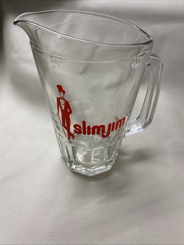 Vintage Clear Glass Heavy Beer Stein Pitcher SLIM JIM 9 “ Tall | eBay