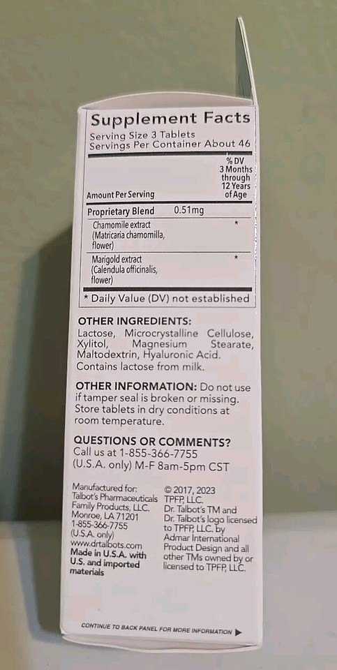 Dr. Talbot's Soothing Tablets For Babies Teething Age 3m+ Chamomile | eBay