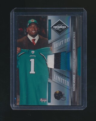 EUGENE MONROE 2009 LIMITED DRAFT DAY JERSEYS PRIME RC PATCH 024/100 #6 ...