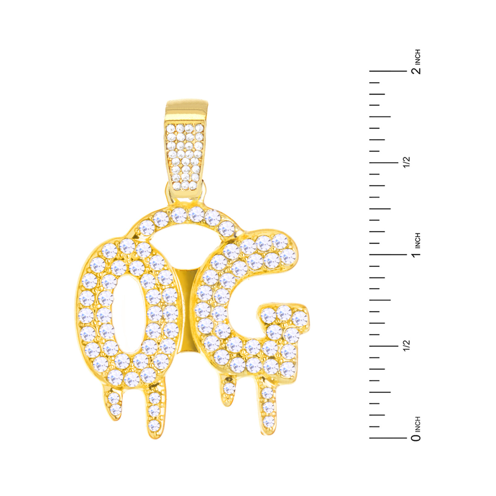 Mens Iced Out CZ Gold Plated OG Drip Pendant 24 inch Miami Cuban Chain ...
