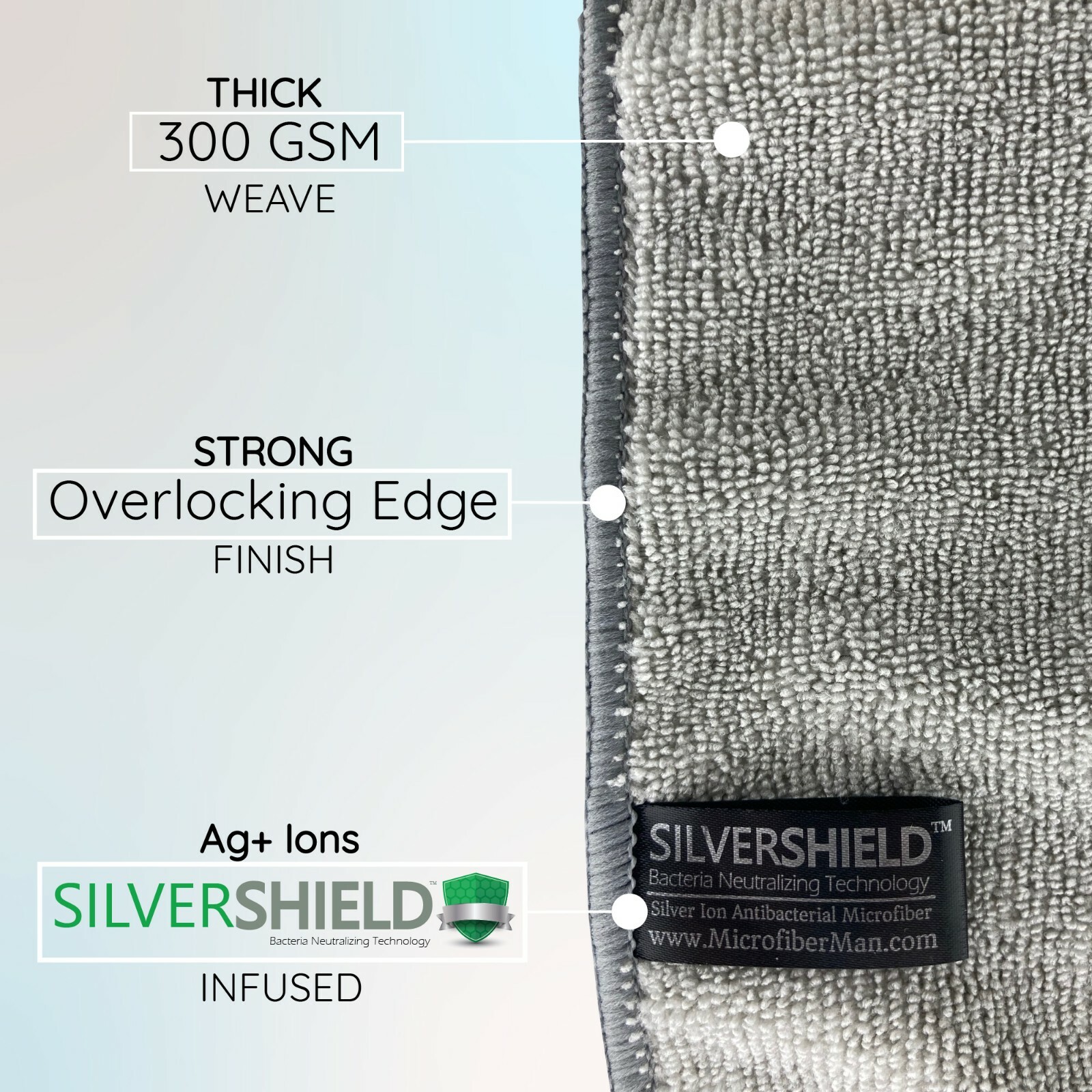 12 Antibacterial Microfiber XL 12"x12" Silver Shield Chemical Free 300 ...