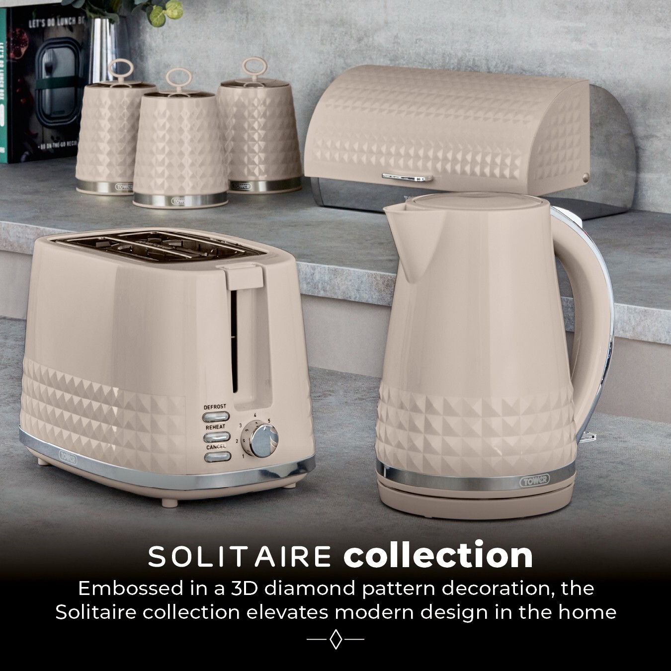 Tower Jug Kettle Solitaire Range 1.5L 3KW Fast Boil Latte/Chrome ...