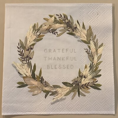 TWO Grateful Thankful Blessed Paper Napkins Fall Decoupage Autumn ...