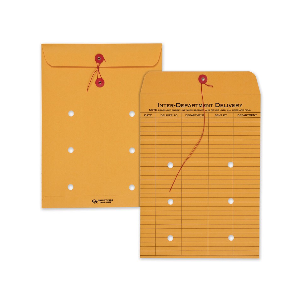 Quality Park Brown Kraft String & Button Interoffice Envelope, 9 x 12 ...