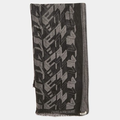Zadig Voltaire Monochrome Lettering Cotton Scarf | eBay