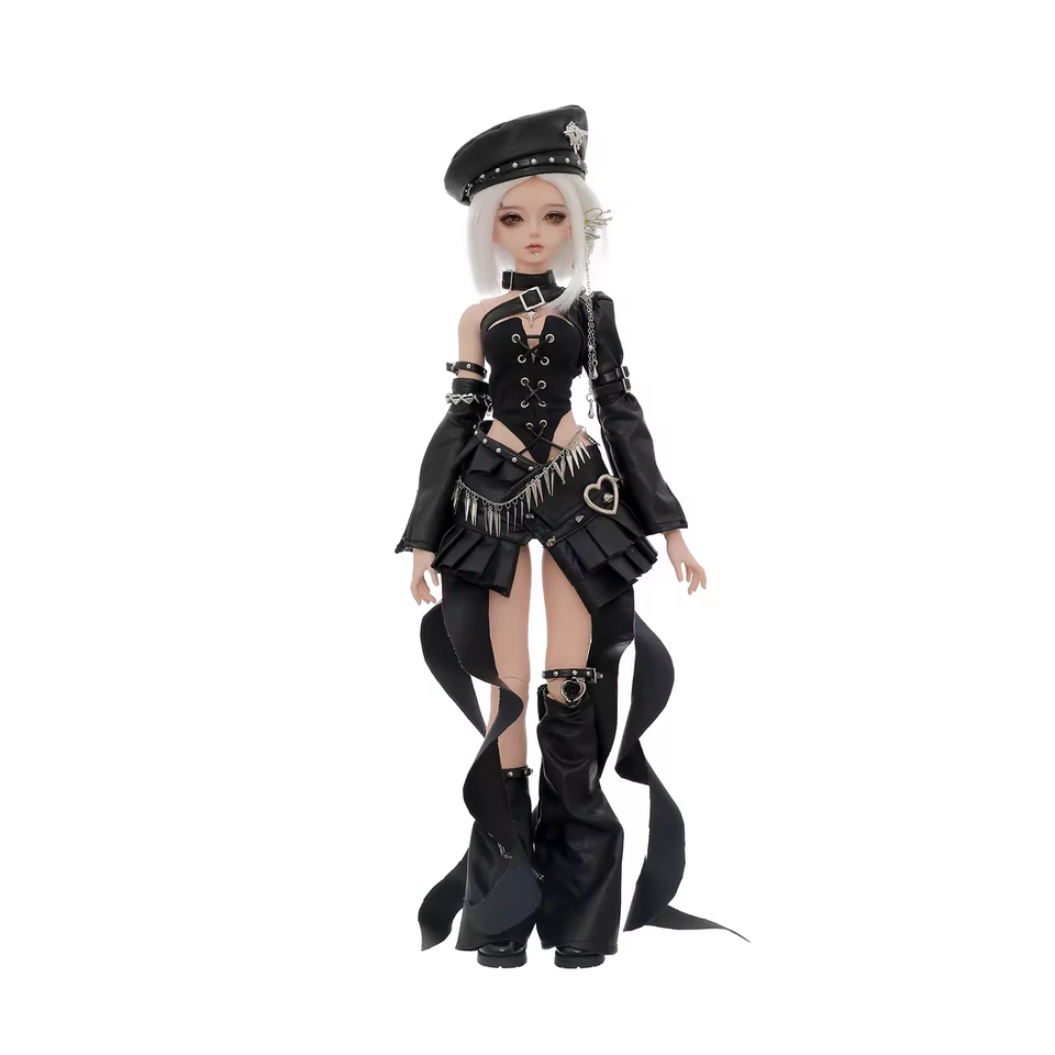 Fullset 1/4 BJD MSD Resin Doll Truda Cool Girl Black Leather Punk Rock ...