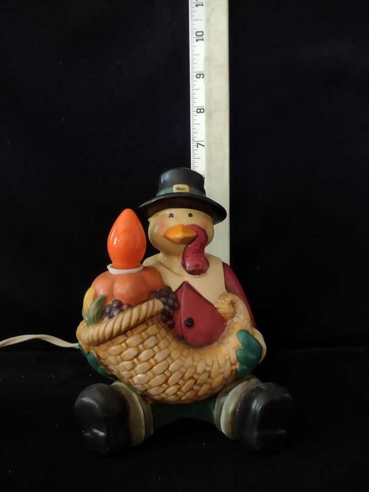 Thanksgiving Lighted 6 " Seated Turkey Holding Cornucopia (Lot 3145) | eBay
