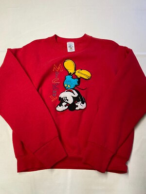 Unisex MICKEY & CO Red Vintage USA Made Mickey Crew Sweatshirt Sz M | eBay