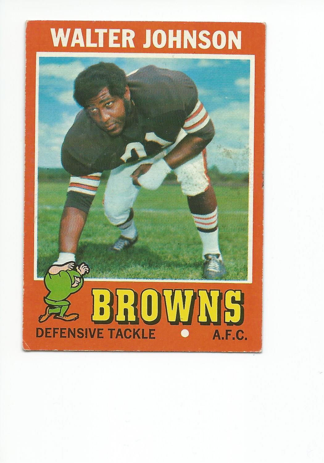 WALTER JOHNSON 1971 Topps Football card #104 Cleveland Browns EX+/NR MT ...
