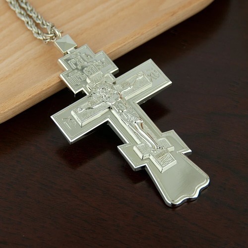 Orthodox Pectoral Cross Jesus Christ Priest Bishop Crucifix Silver ...