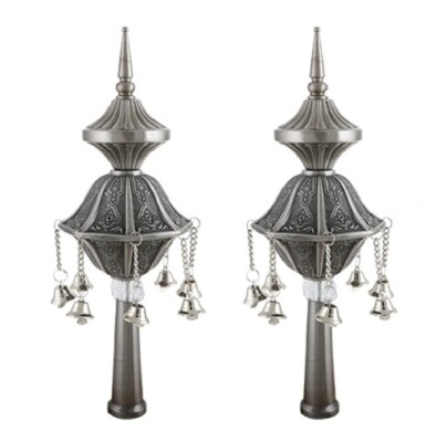 Judaica Silver Plated Pair Of Torah Finials Rimonim Hanging Bells ...