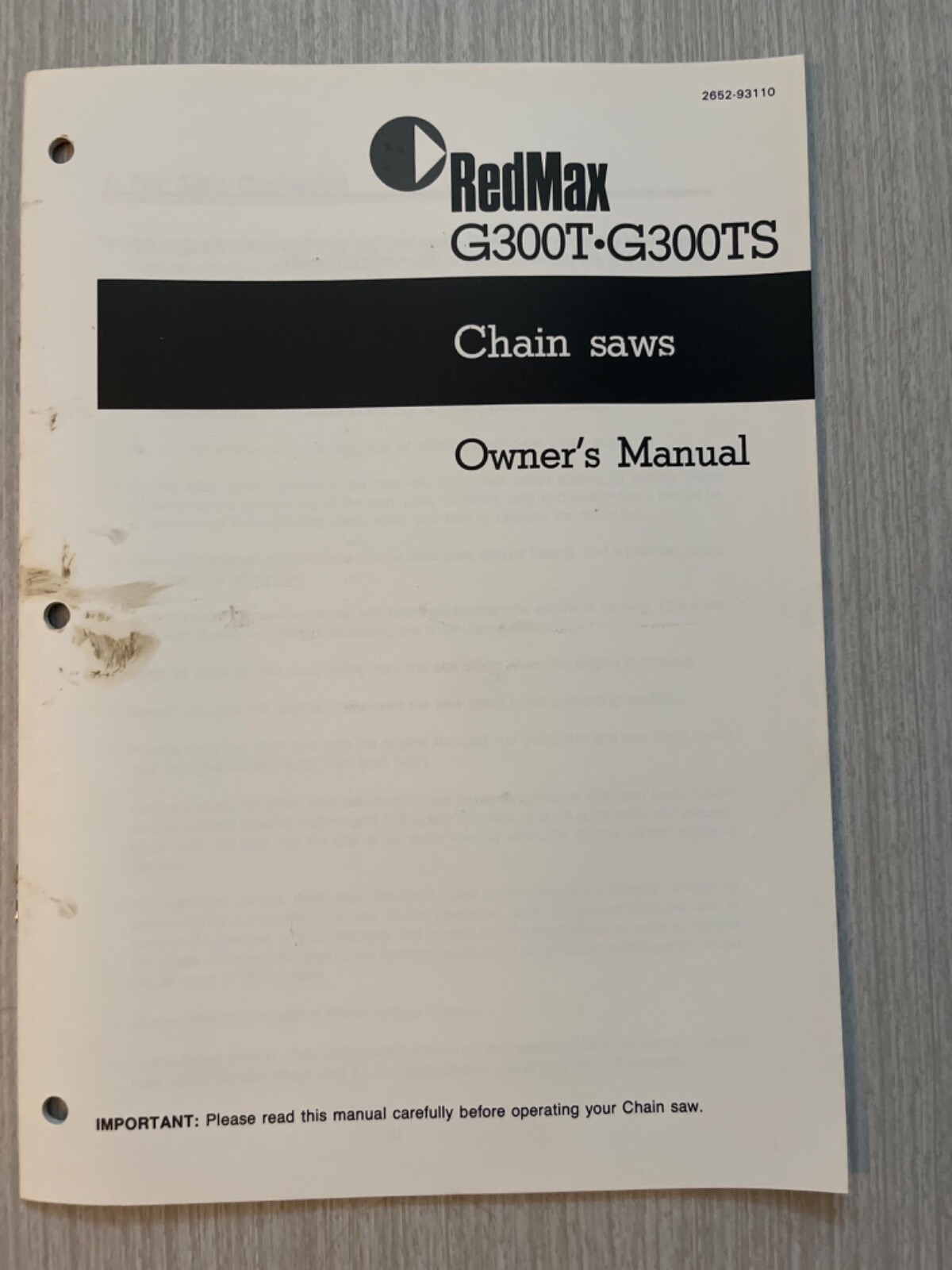 RedMax G300T•G300TS Chain Saws Owners Manual | eBay