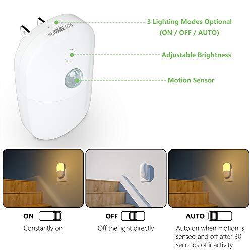 Plug In Motion Activated Detector Sensor LED Indoor Night Light ...