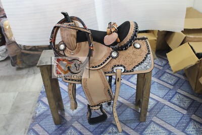 Western Leather Saddle Barrel Racing Horse Saddle 12 inch to 14 inch ...