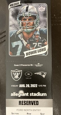 Las Vegas Raiders NFL Souvenir Ticket Stub 8/26/22 Game vs New England ...