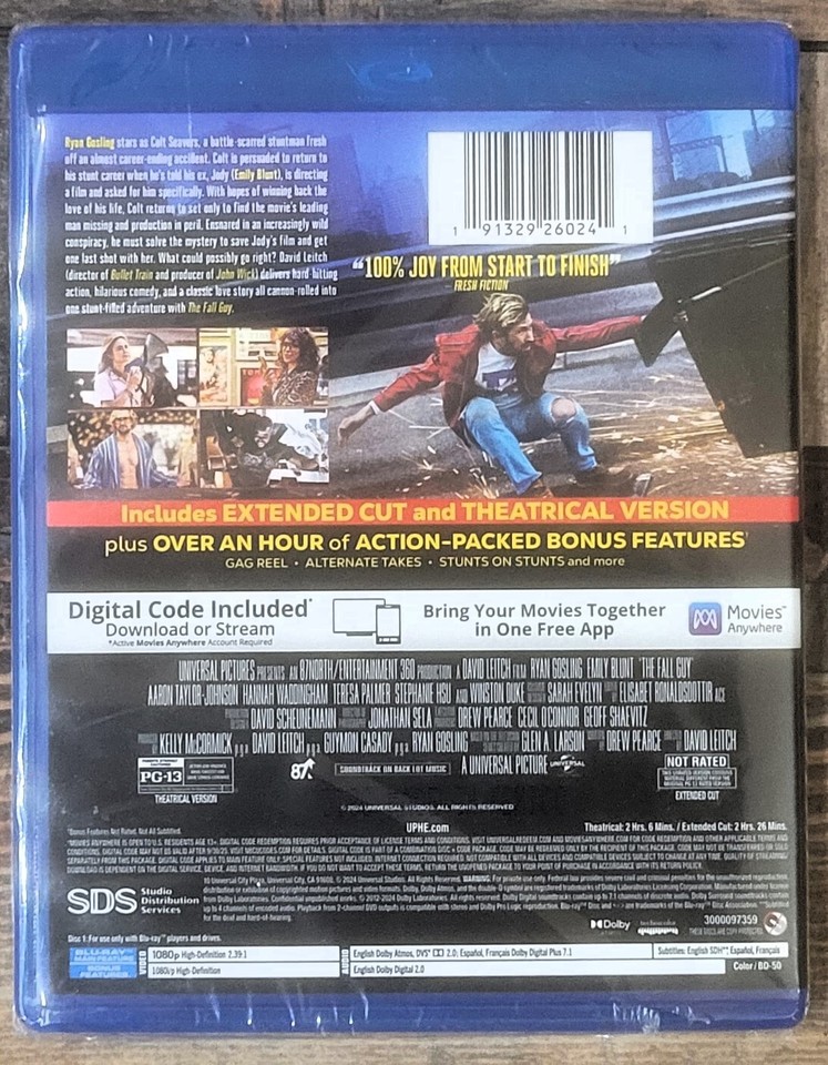 The Fall Guy Extended Cut Blu-ray, 2024 New Free Shipping ...
