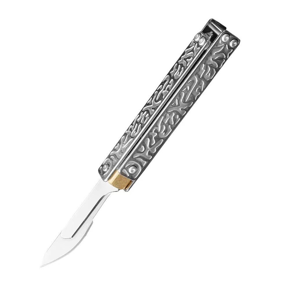 Stainless Steel Pocket Foldable Knife Outdoor EDC Scalpel Blade with 10 ...