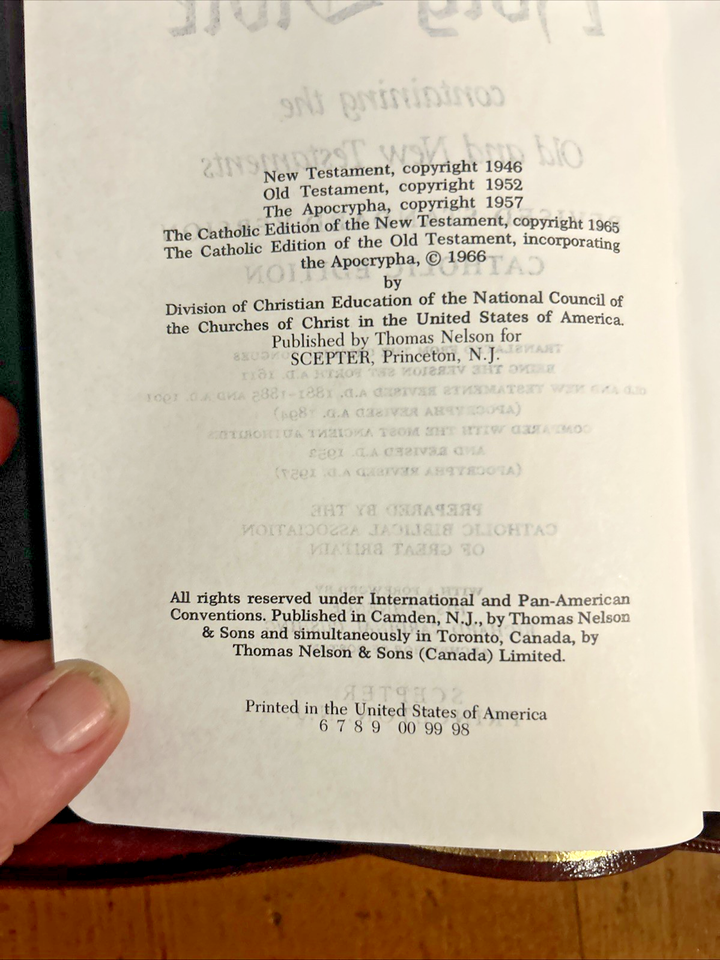 Holy Bible Revised Standard Version Brown Catholic Edition 1966 Scepter ...