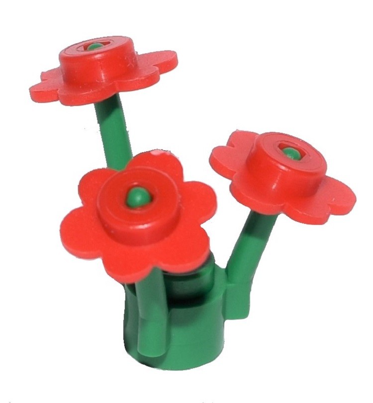 ☀️ 100x New Lego Flowers Red and White plants stems spruces mix bulk ...