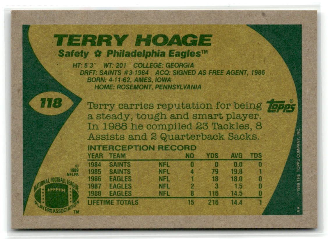 1989 Topps - #118 Terry Hoage (RC) for sale online | eBay