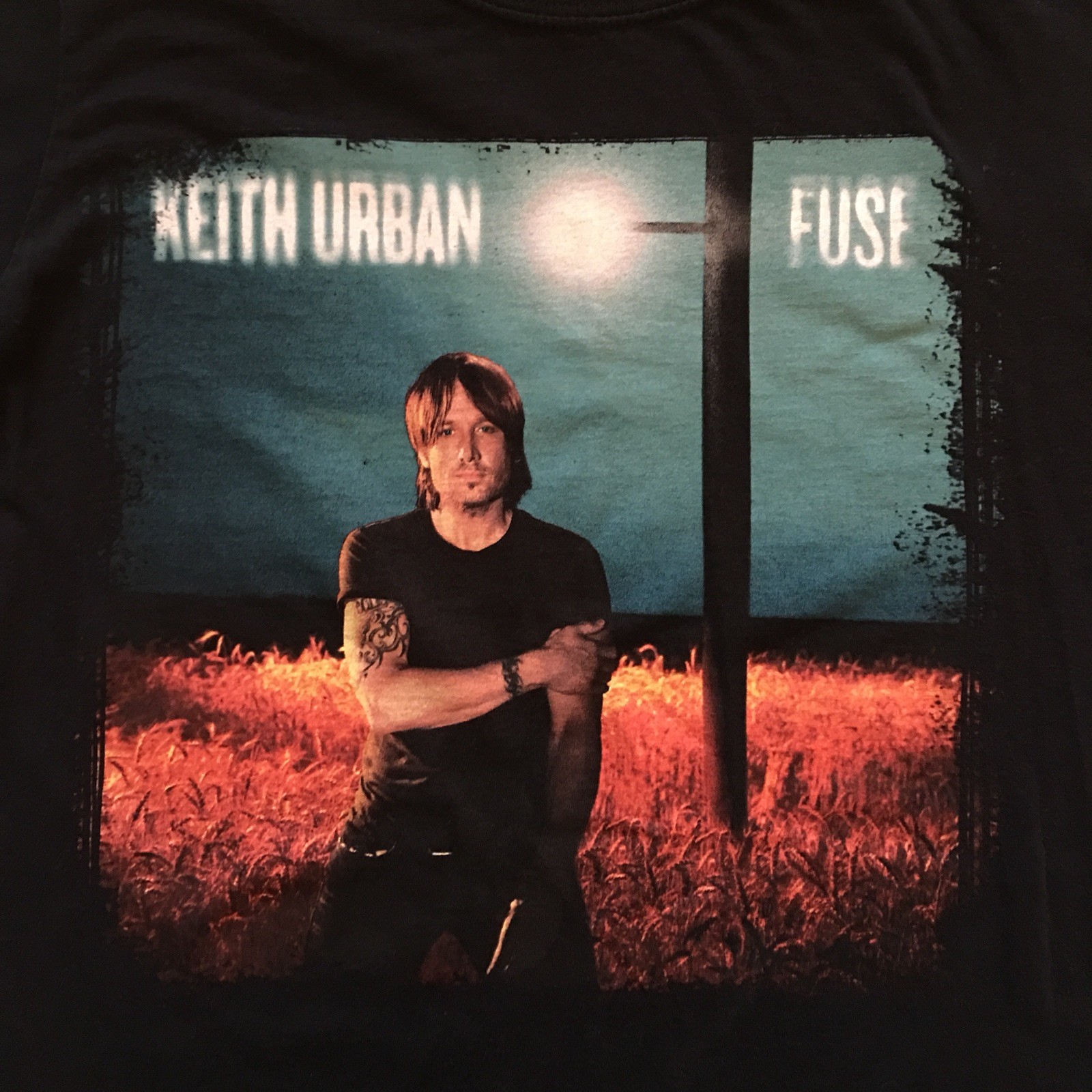 Keith Urban Fuse Vinyl CD Cover Concert Tour Black T-Shirt Graphic Logo ...