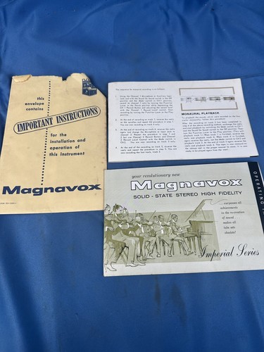 Vintage Magnavox Instructions Pamphlet Stereo High Fidelity Imperial ...