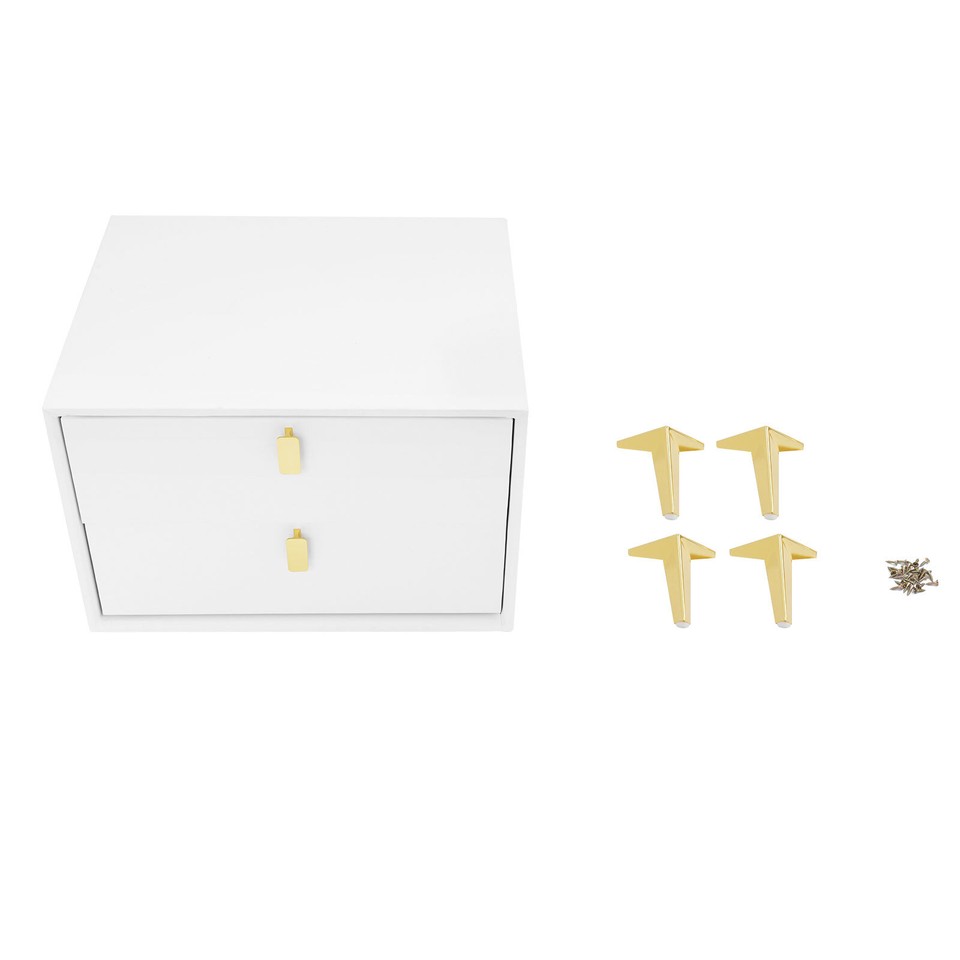 White Bedside Table, Storage Cabinet for the Bedroom, Side Table with 2 ...