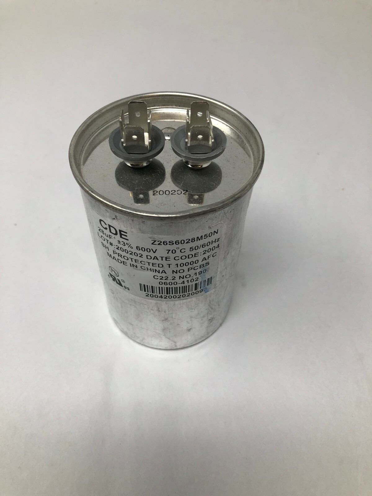 Cornell Dubilier Electronics CDE Z26S6028M50N 28µF Film Capacitor 600V ...