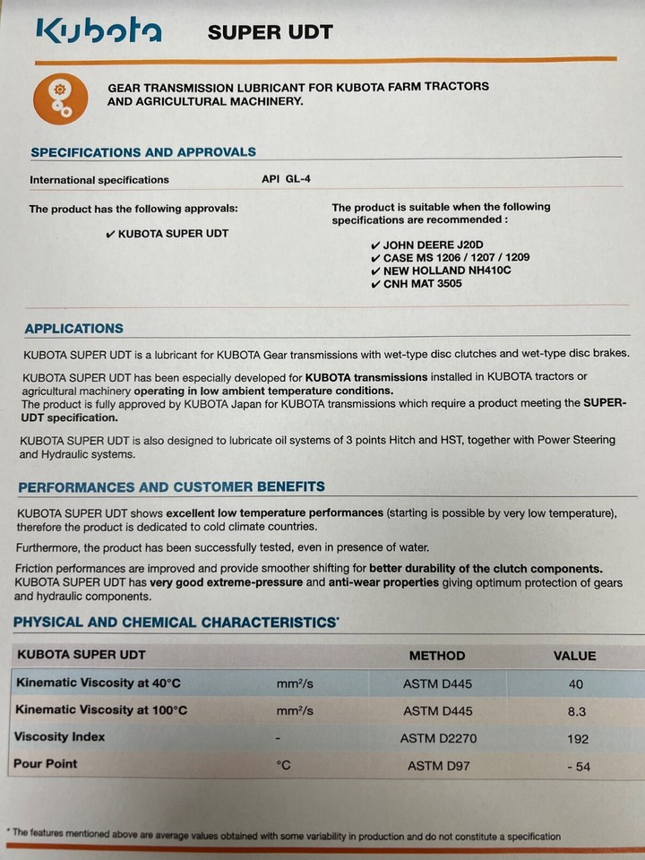 Kubota super UDT transmission oil 20ltr SUDT | eBay UK