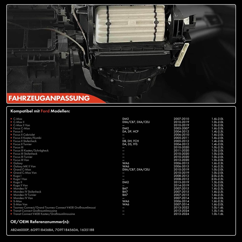 Motore Ventilatore Interno 200W Per Ford Focus III Turnier C-Max II DXA ...