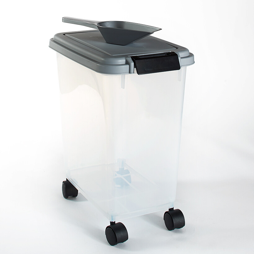 Wheeled Pet Food Storage Container w/ Scoop & Lid Airtight Cat Dog Bird ...