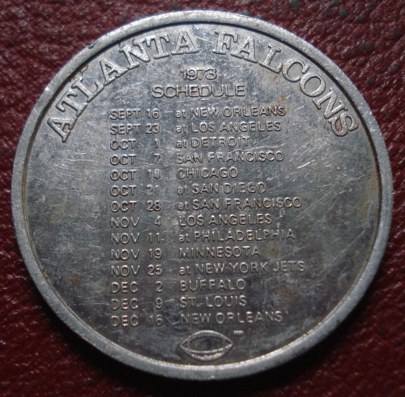 1973 JOHNNIE WALKER RED SCOTCH / ATLANTA FALCONS NFL SCHEDULE IN VF ...