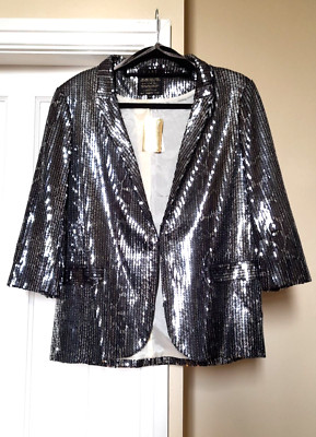 River Island L'Art Silver Sequined Jacket Blazer UK 10 NWT | eBay