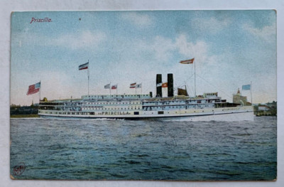 ca 1900s Ship Postcard Fall River Line Steamer Priscilla steamship boat ...