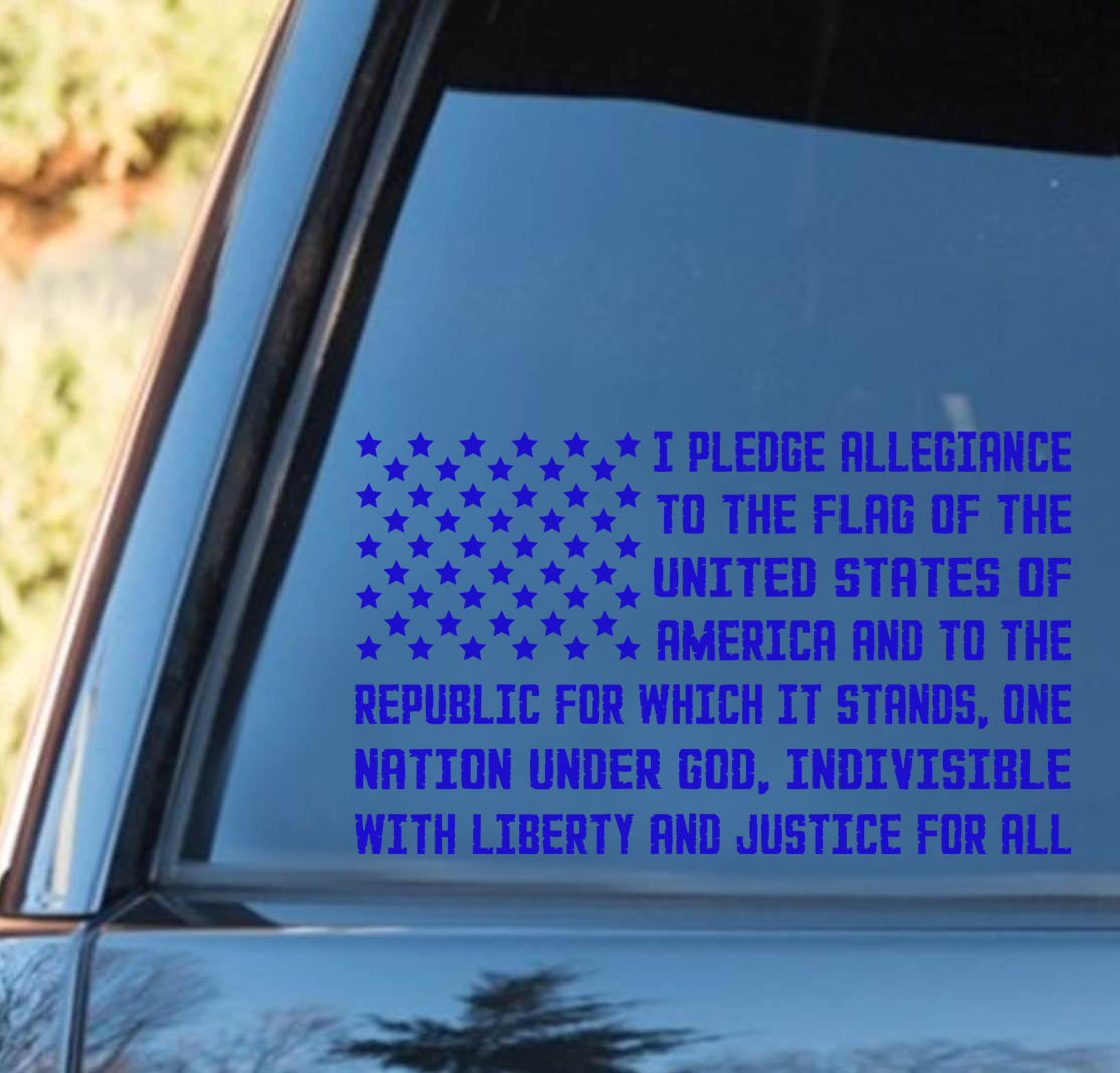 American Flag Pledge of Allegiance Vinyl Decal truck Window USA Flag ...