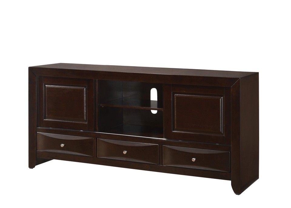 Dark Cherry TV Stand: 3-Drawer Storage Console for Bedroom Living Room ...