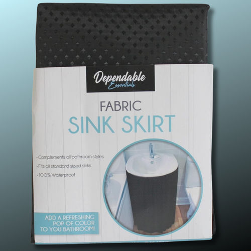 Bathroom Sink Skirt Diamond Stitch Fabric Utility Sink Waterproof Black ...