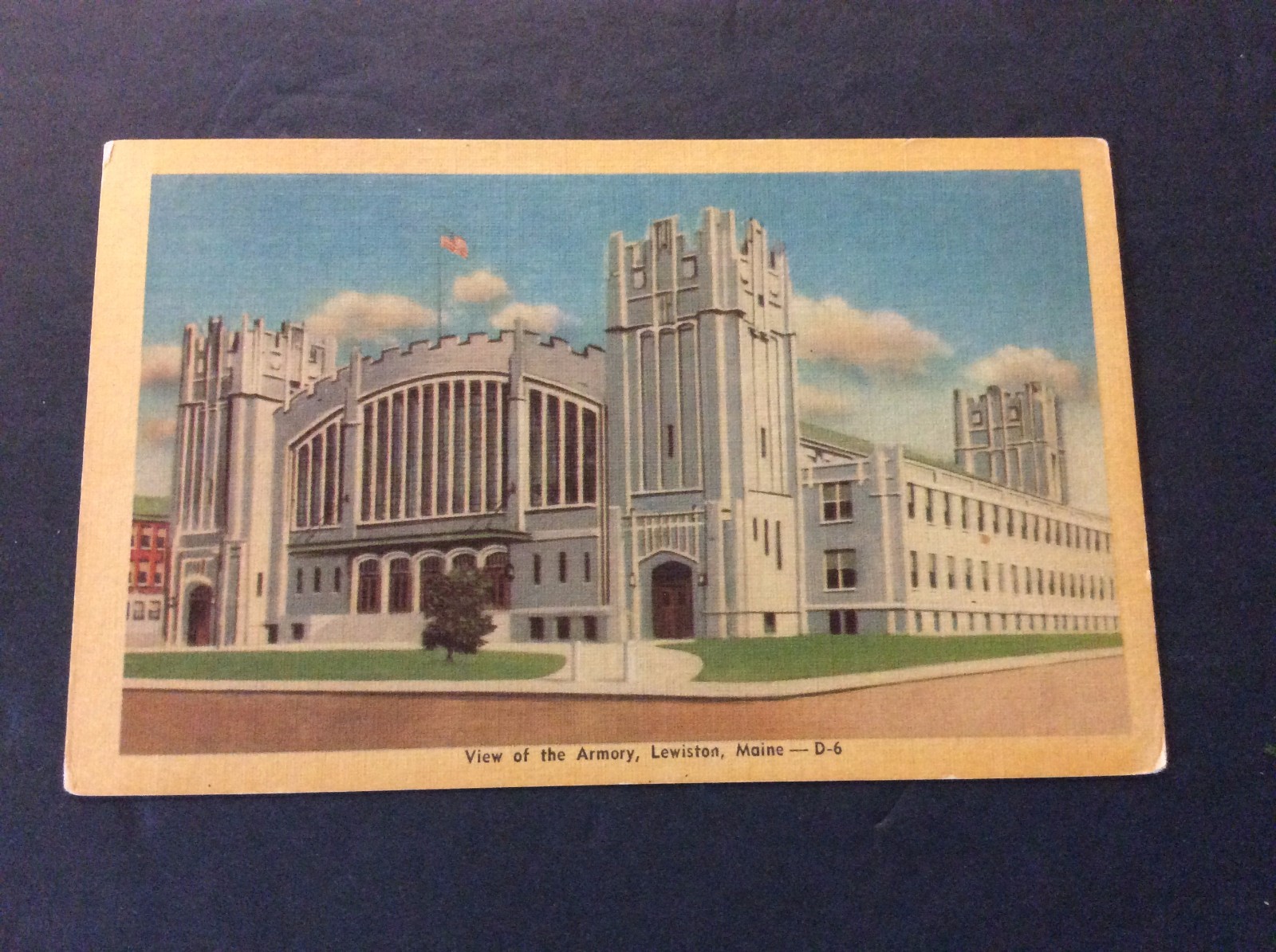 View of the Armory, Lewiston, Maine Postcard Army National Guard | eBay