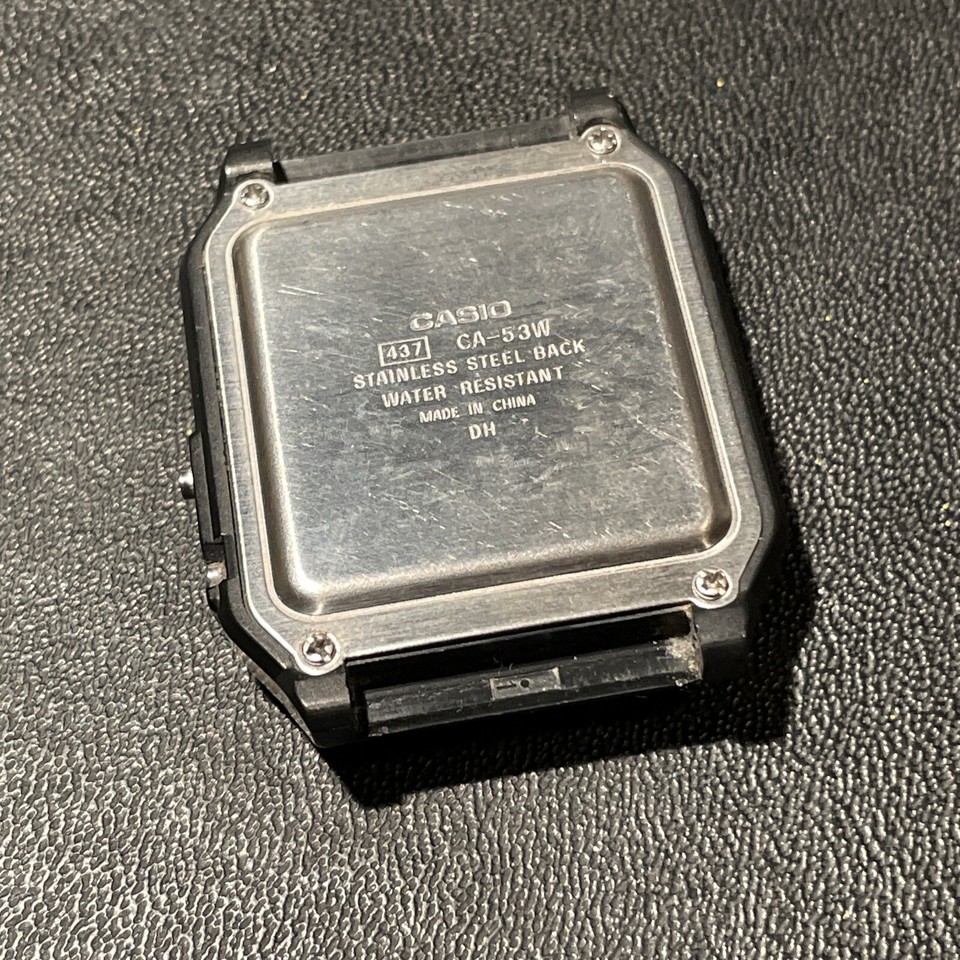 Casio Calculator Watch 35mm Black 437 CA-53W Chronograph Vintage Late ...