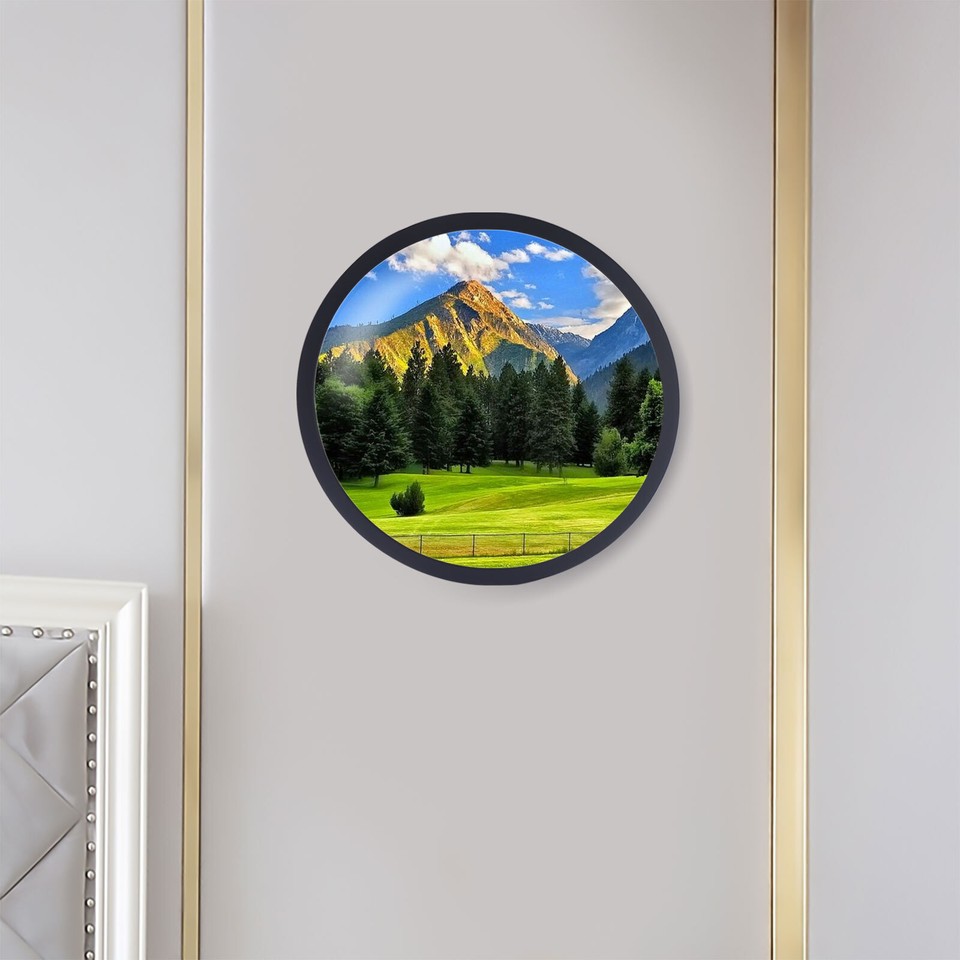 16" Modern Round Circular Clip Frame Clear Photo Wall hanging Picture ...