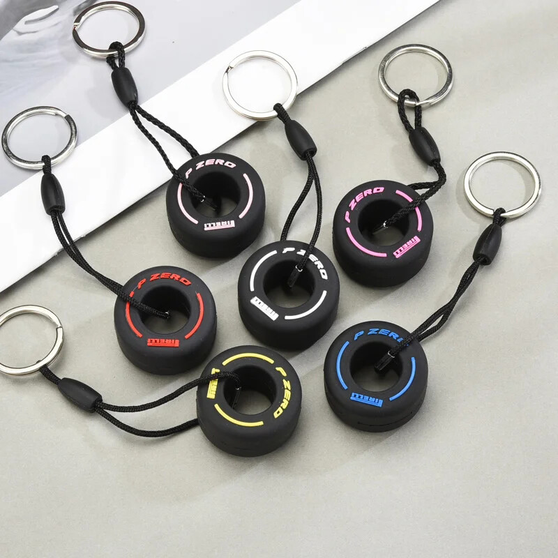 Hot F1 Racing Tire Keychain Car Key Accessories PVC Tire Pendant Bag ...