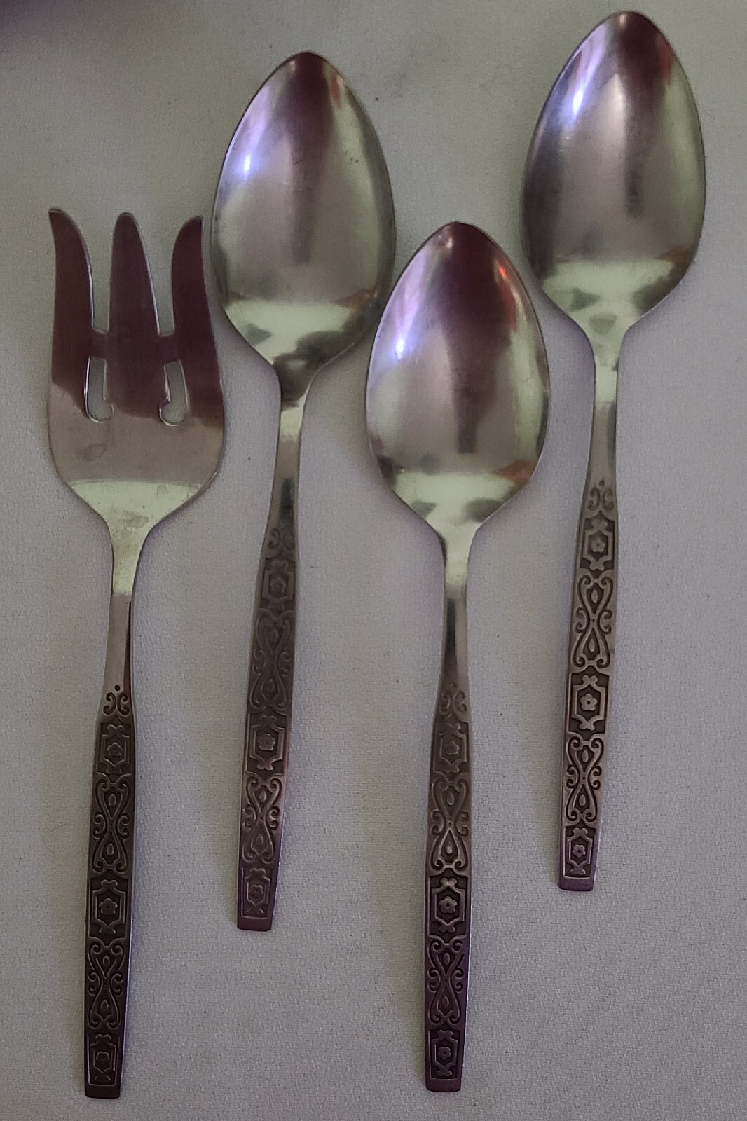 RARE VINTAGE Oneida Deluxe Stainless Steel 3 Serving Spoons And 1 Fork ...