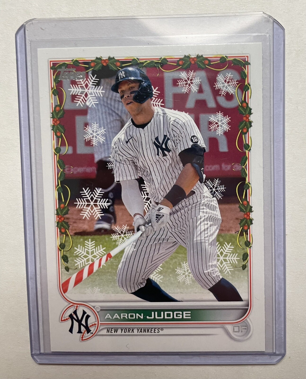 2022 Topps Holiday Aaron Judge Candy Cane Bat SP Code 819 #HW1 Yankees ...